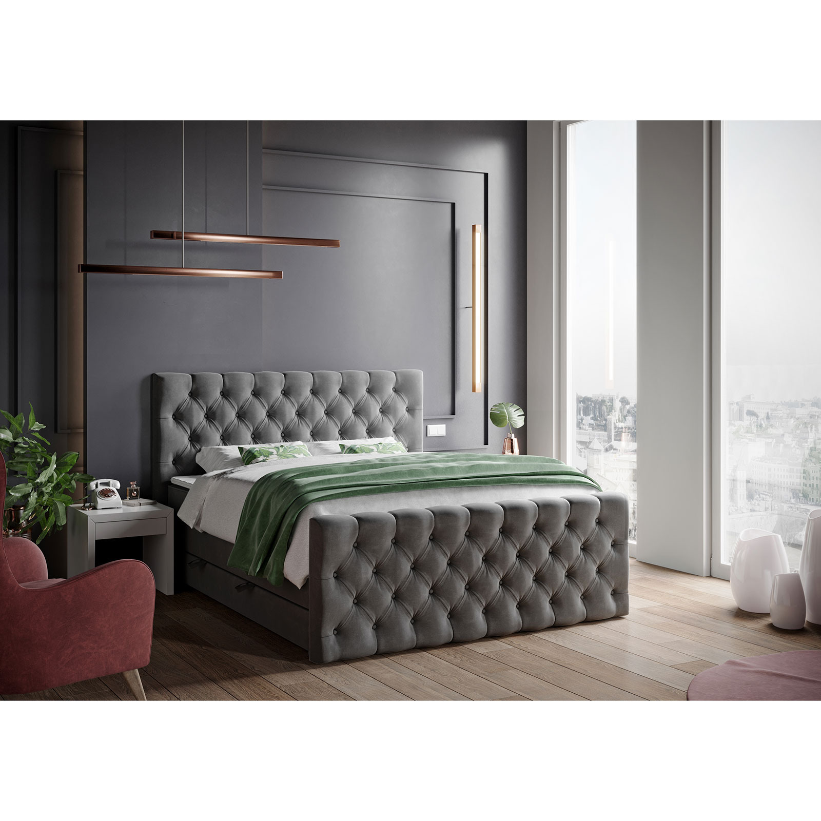 Boxspringbett - dunkelgrau - H3 - 180x200 cm | Online bei ROLLER kaufen