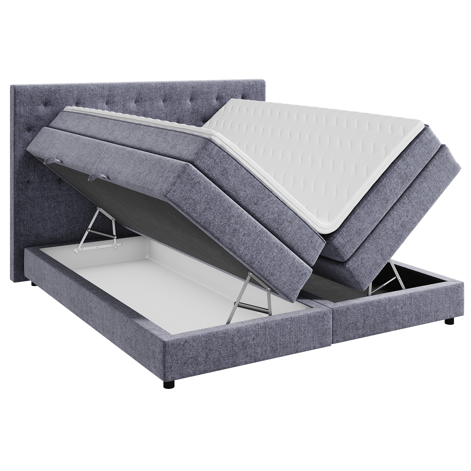 Boxspringbett - grau - H3 - 180x200 cm | Online bei ROLLER kaufen