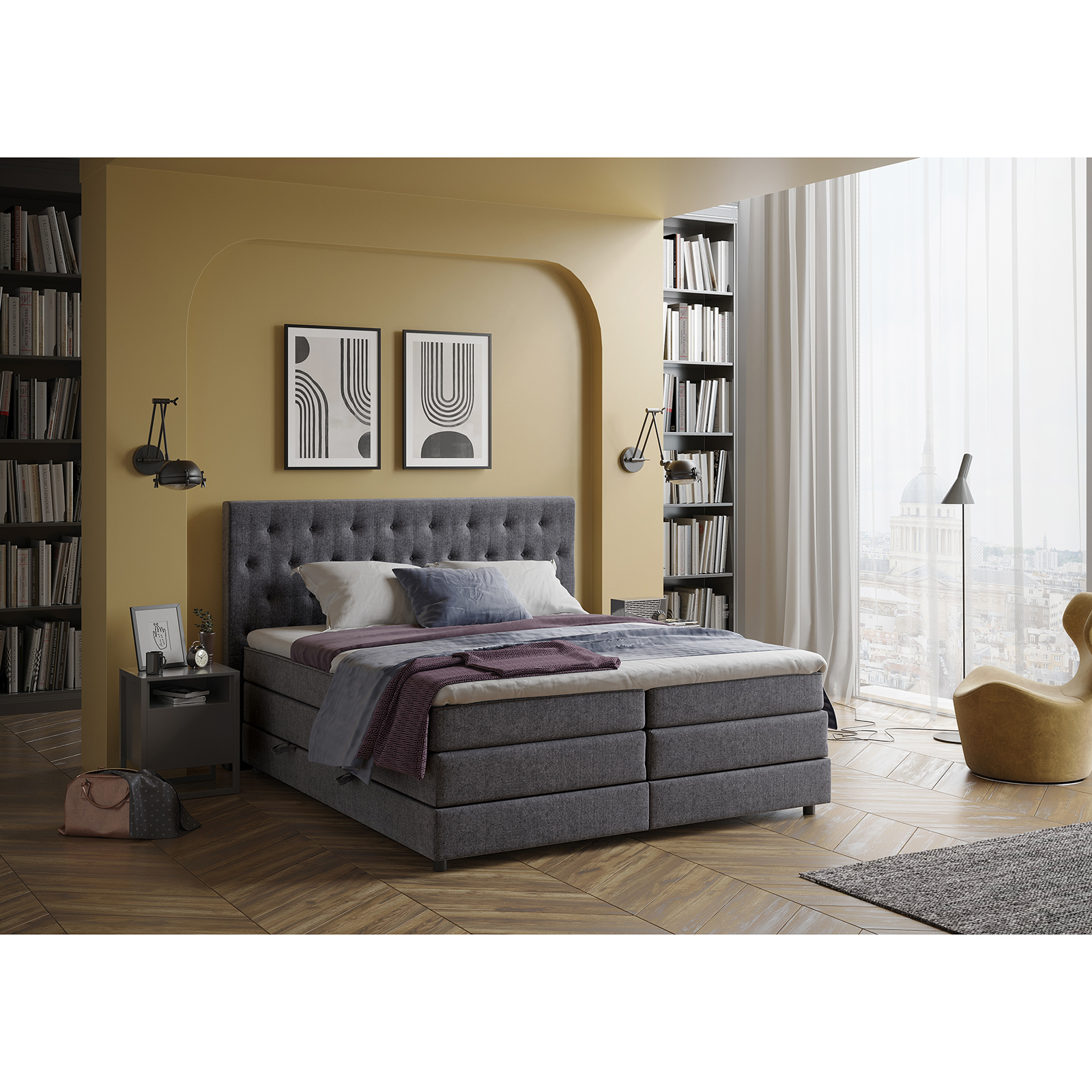 Boxspringbett - grau - H3 - 180x200 cm | Online bei ROLLER kaufen