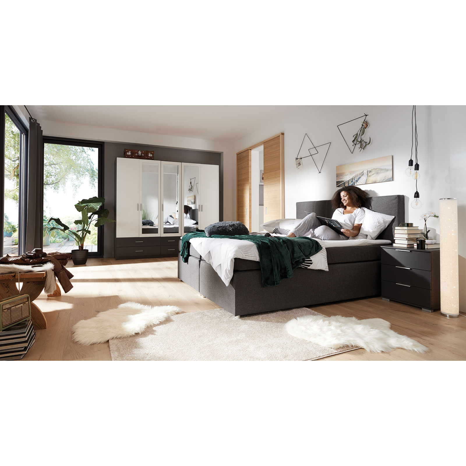 Boxspringbett - grau - H3 - Bonell-Federkern - 180x200 cm | Online bei ...