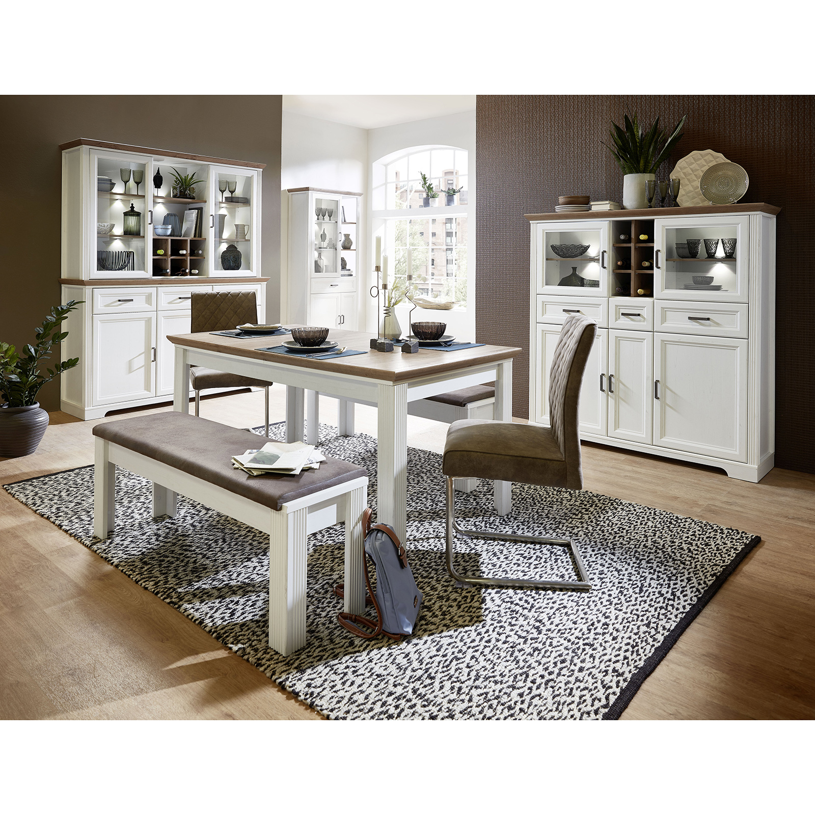 Buffet-Aufsatz - Pinie hell - Artisan Eiche - mit LED-Beleuchtung ...
