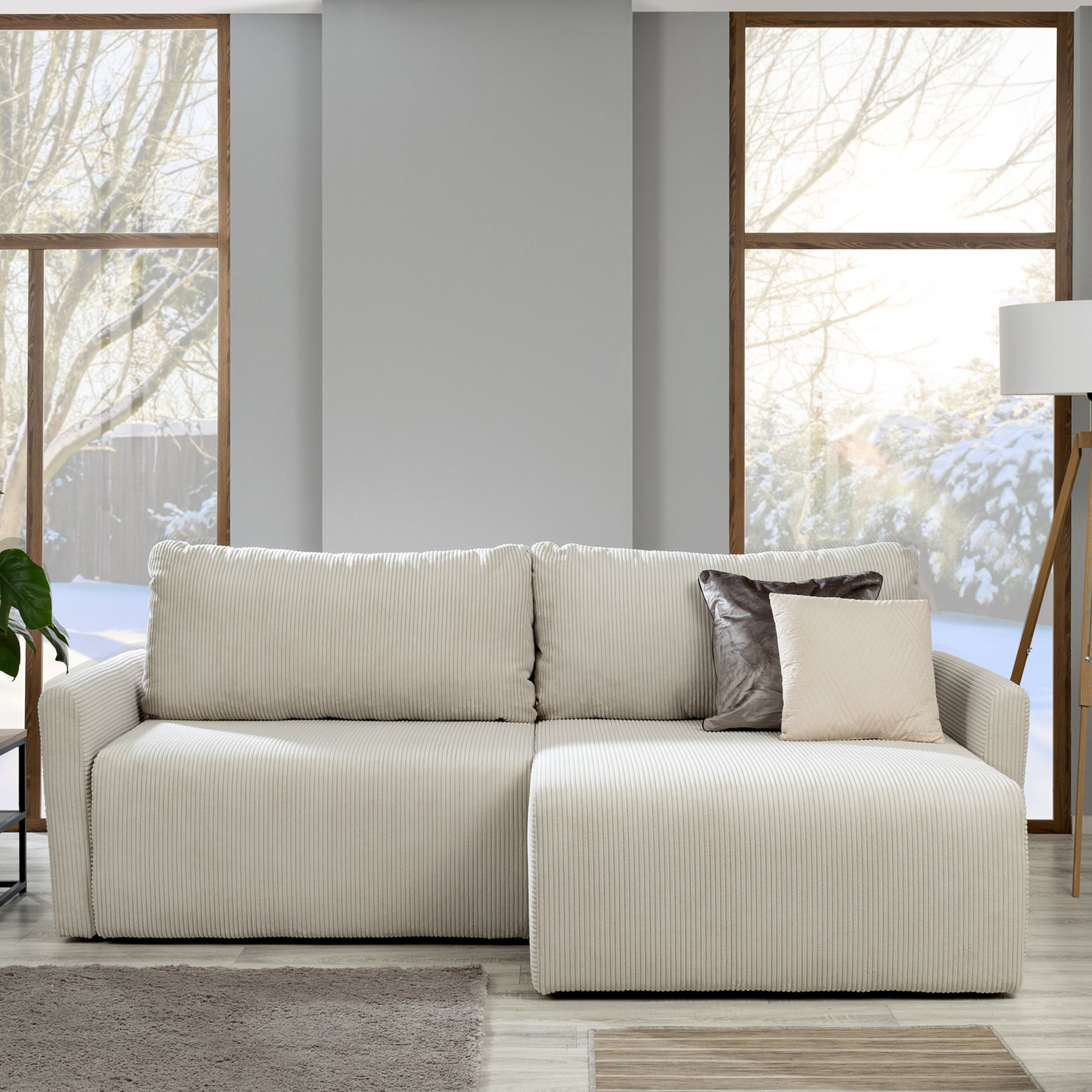Ecksofa - beige - Liegefunktion und Bettkasten | Online bei ROLLER kaufen