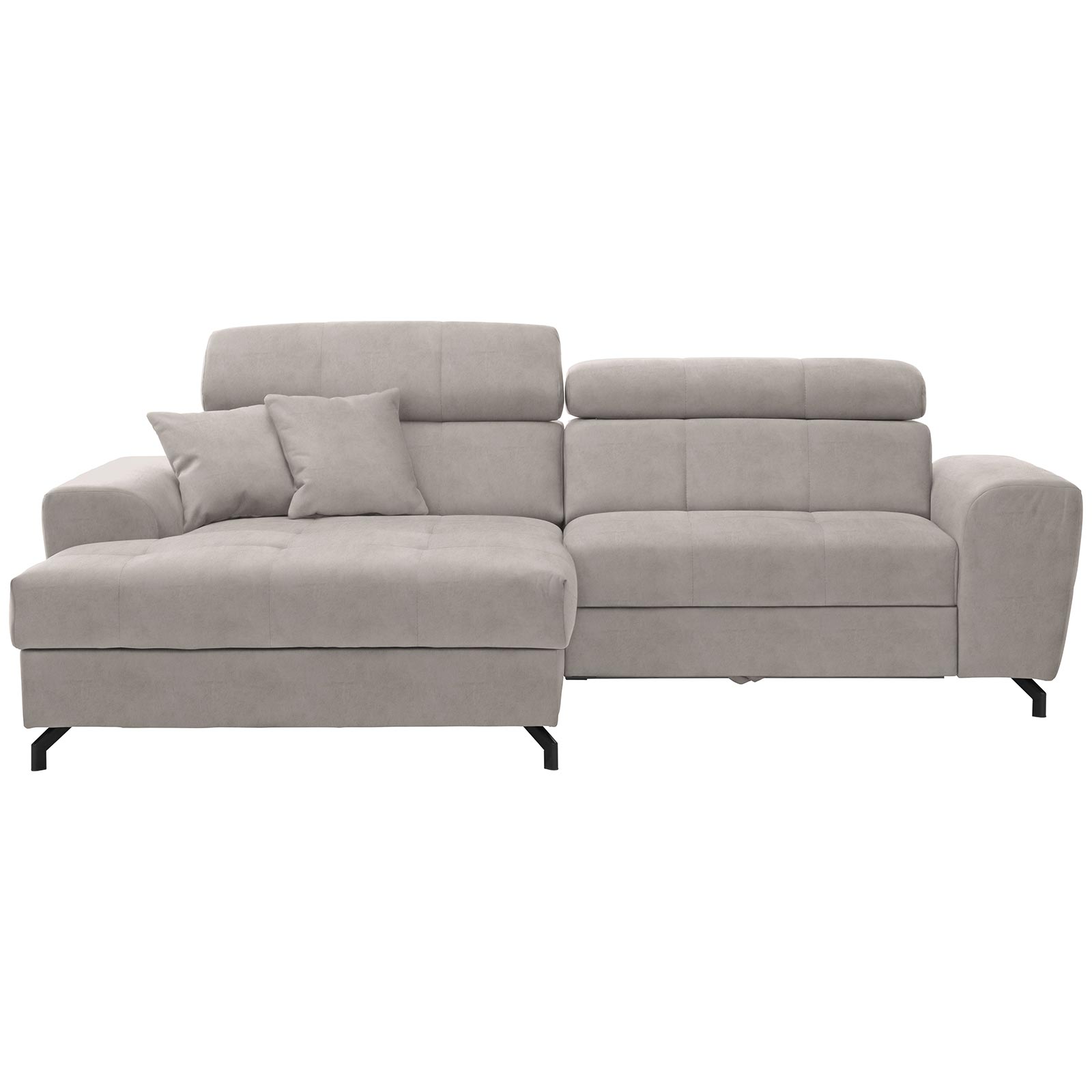 Ecksofa - beige - Samt - mit Liegefunktion - Recamiere links | Online ...