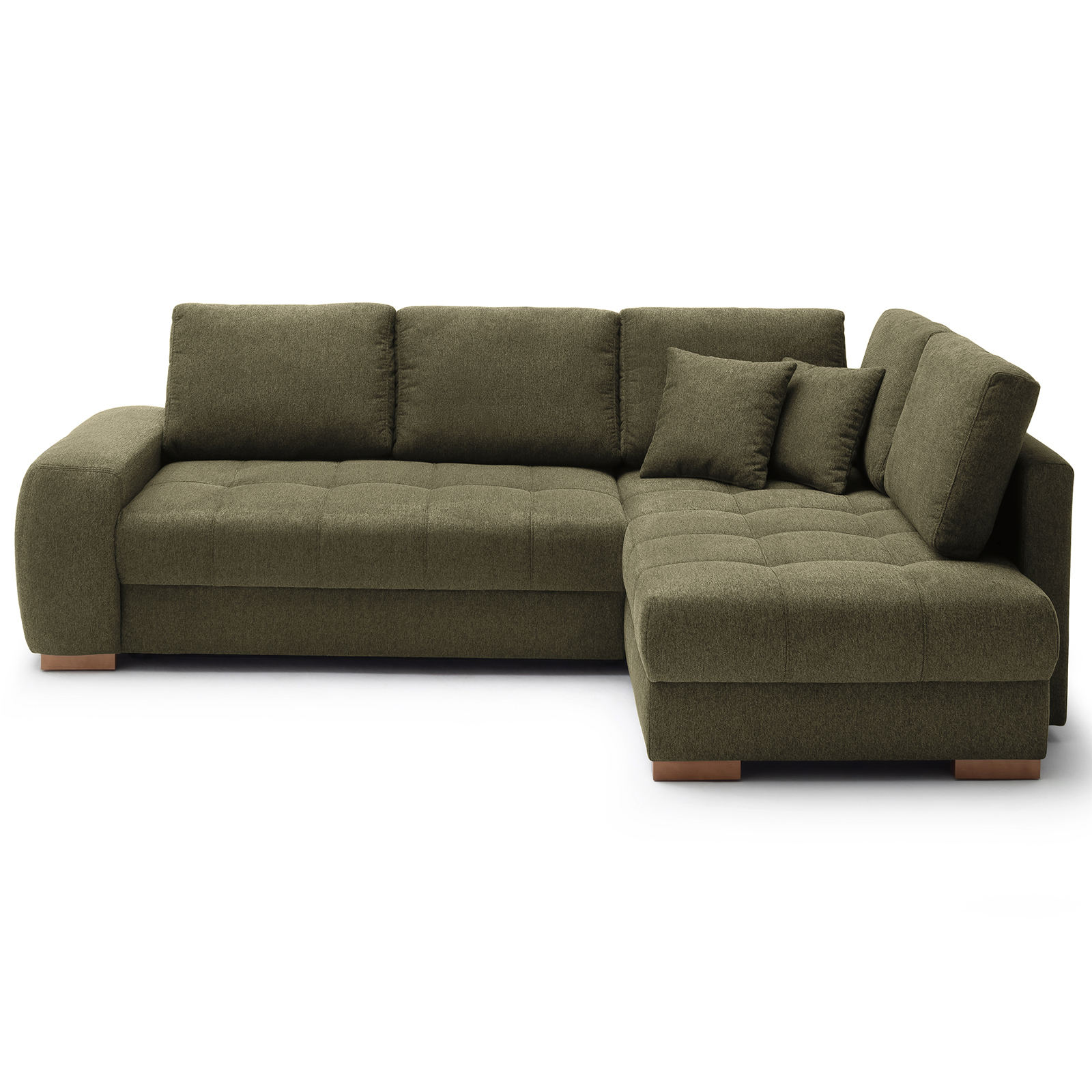 Ecksofa - green - Boxspringfederung - Liegefunktion - Holzfüße | Online ...