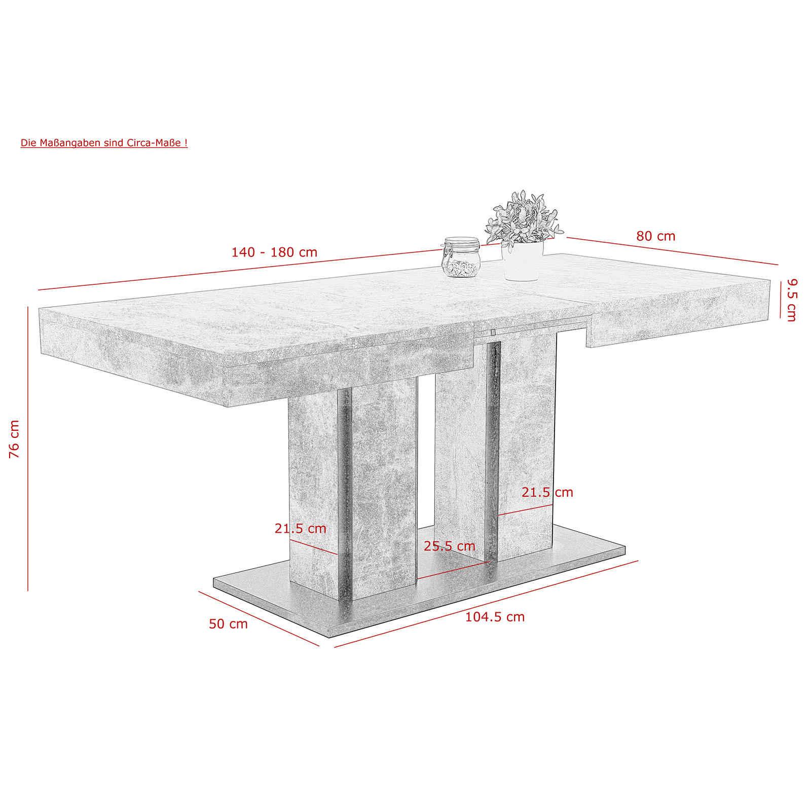 Erstaunlich Esstisch Betonoptik 180 Cm Ebenbildnie2543