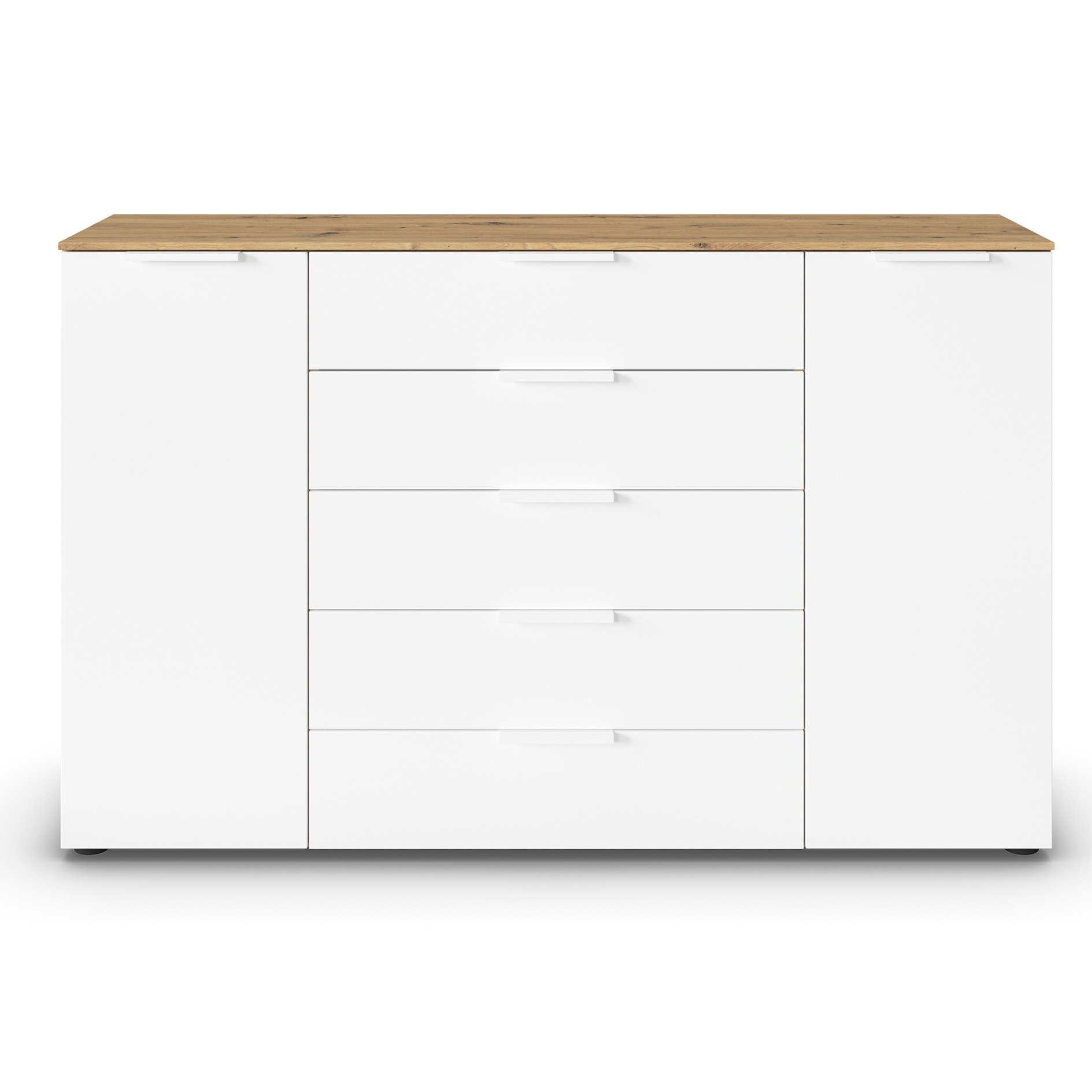 Kommode - Artisan Eiche-alpinweiß - weiße Griffe - 160 cm | Online bei ...