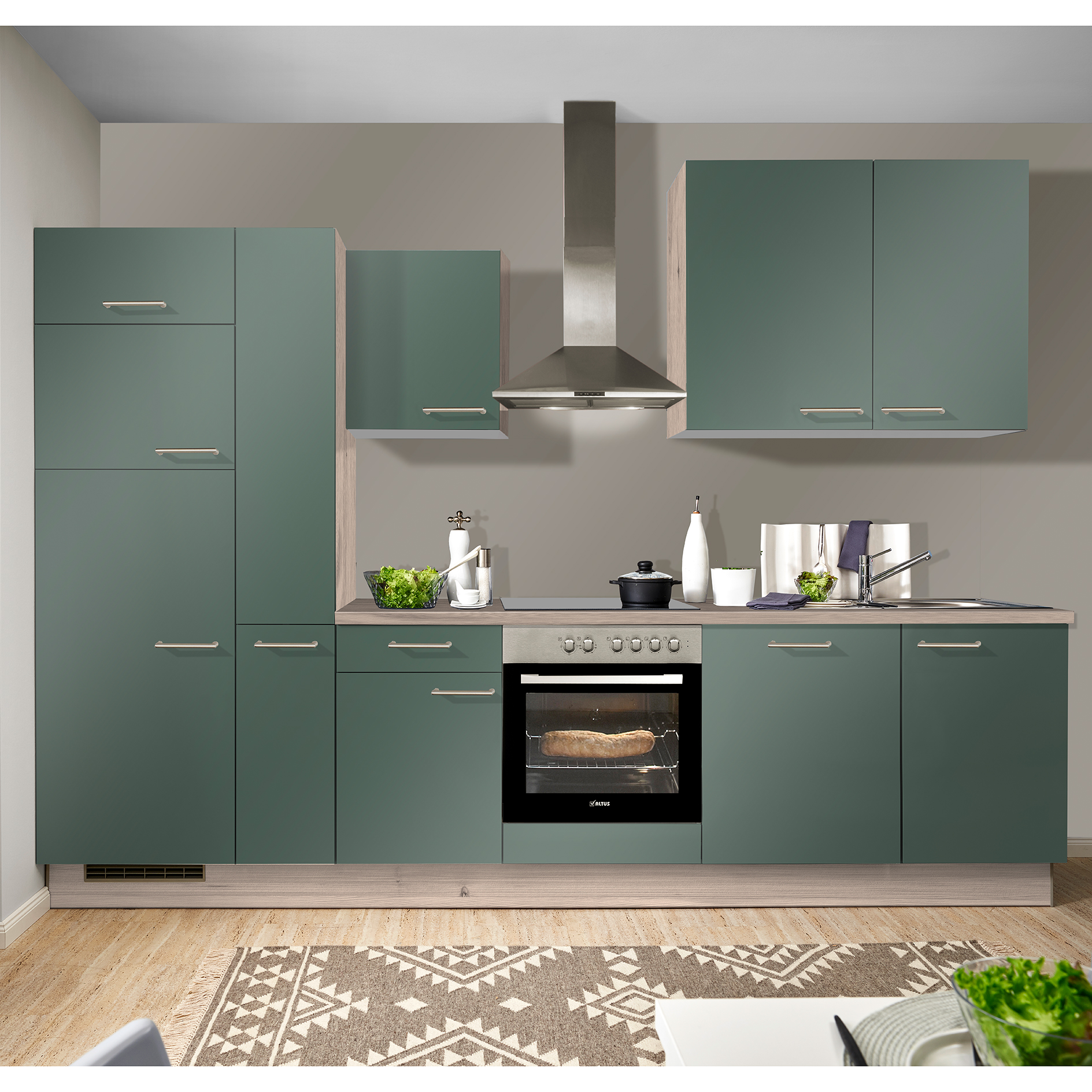 pino Küchenblock PN200 - Verde - Tanne Clay - mit E-Geräten ...