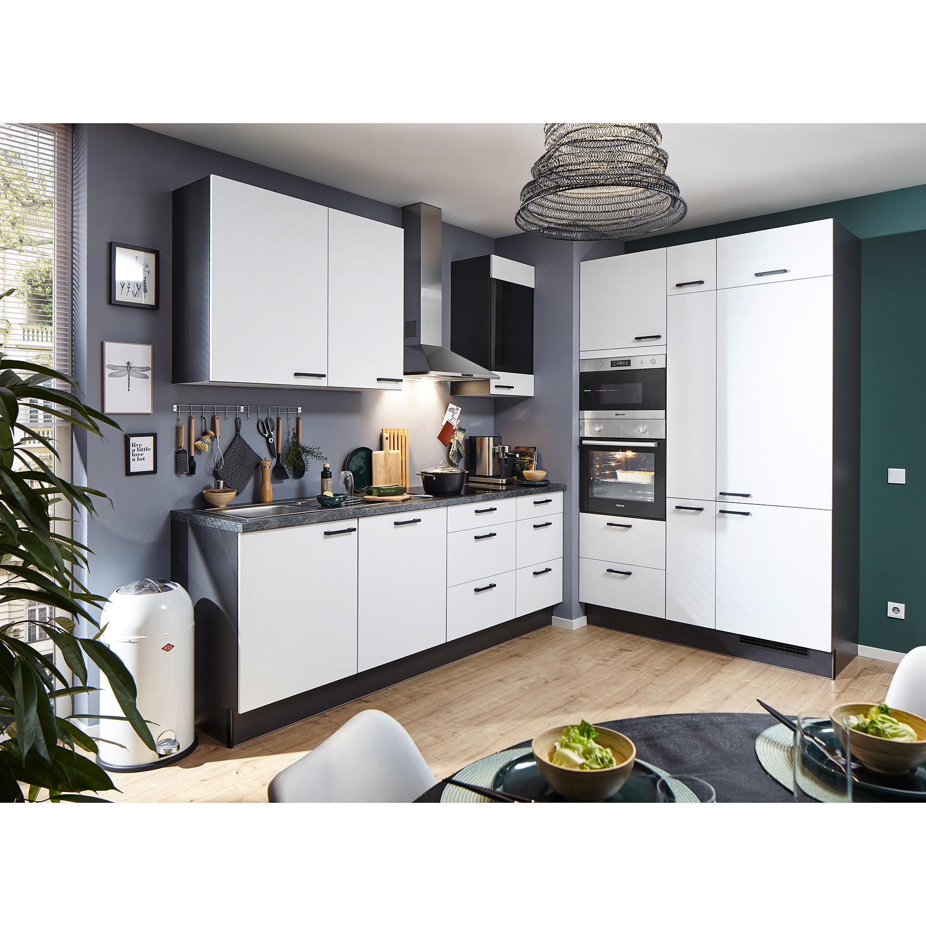 pino Küchenblock PN210 - Alpinweiß supermatt - mit E-Geräten ...