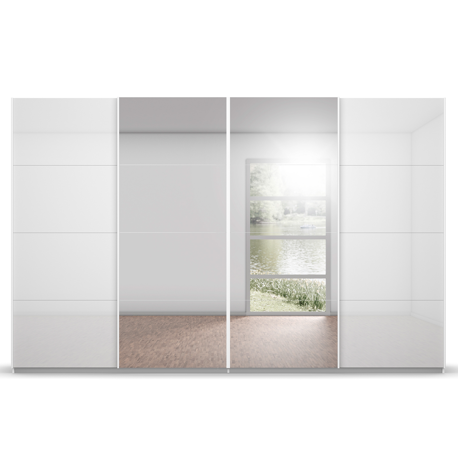 Schwebeturenschrank Weiss Hochglanz