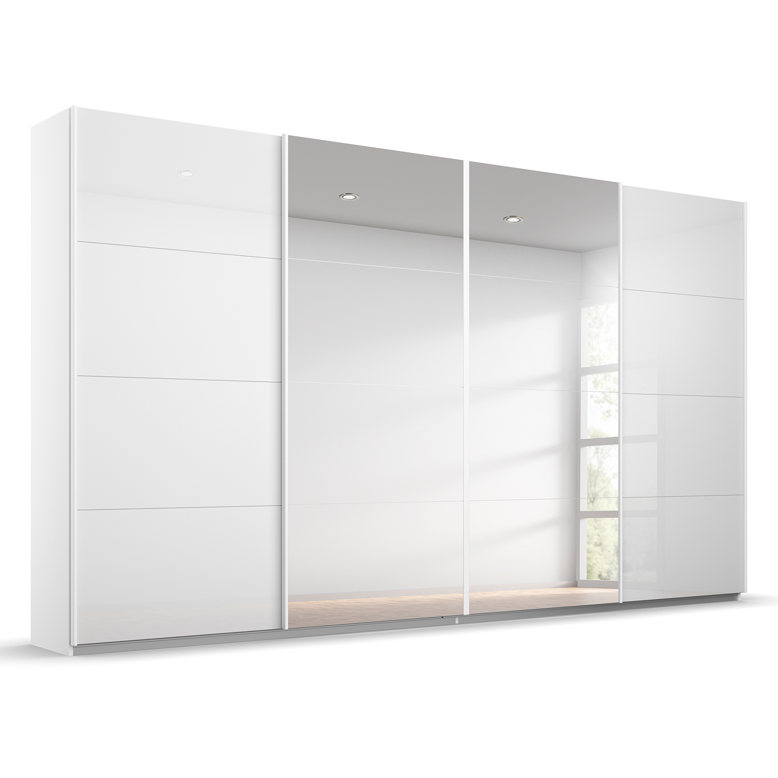Schwebeturenschrank Weiss Hochglanz