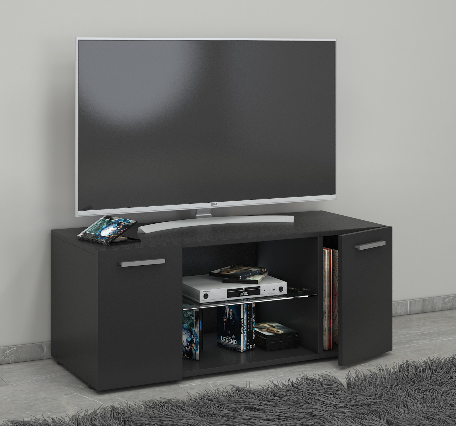 TV-Lowboard LOWINA - schwarz - 2 Türen - 95 cm breit | Online bei ...