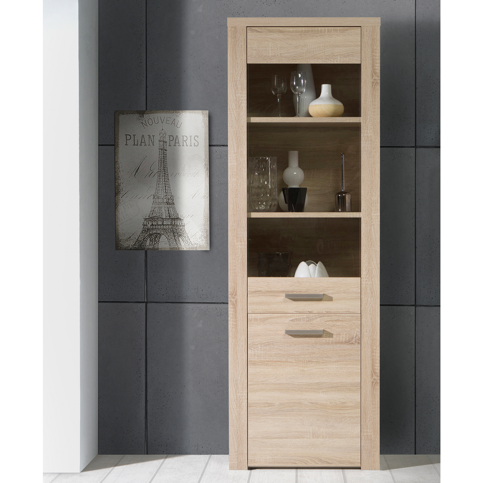 Elegantes Vitrine Sonoma Eiche Bild