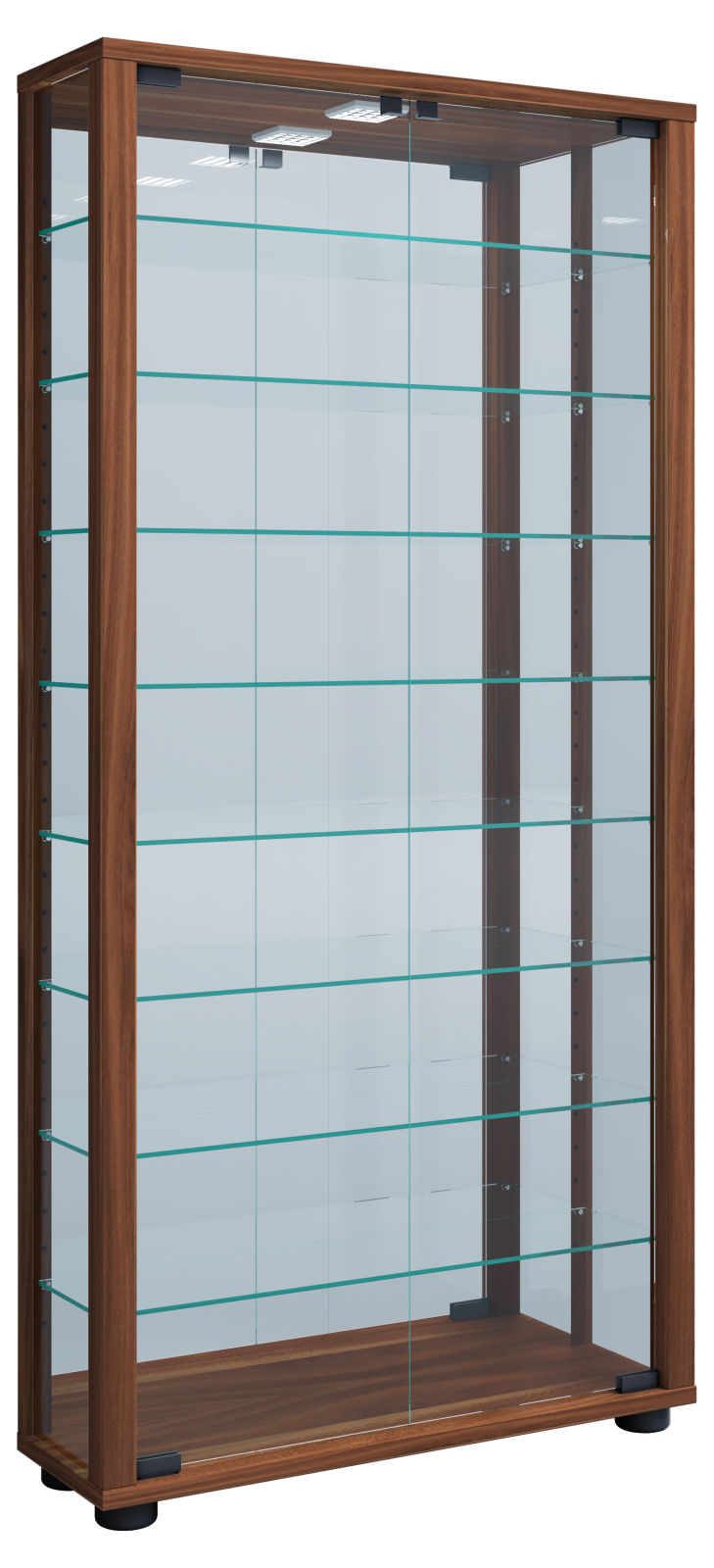 Wandvitrine VITROSA MAXI - Kern-Nussbaum - mit Rückwandspiegel und ...