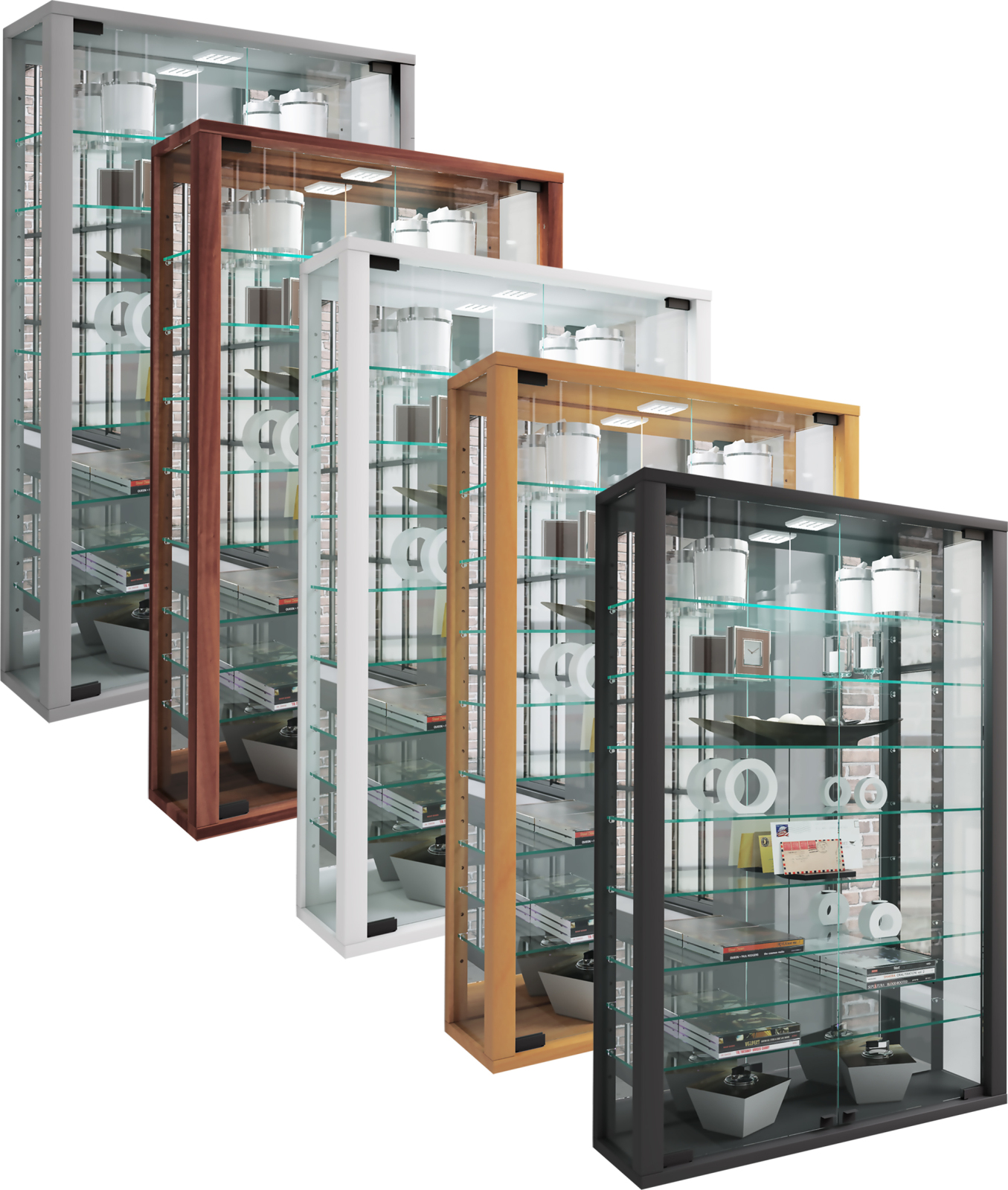 Wandvitrine VITROSA MINI - weiß - inkl. LED-Beleuchtung - mit Spiegel ...