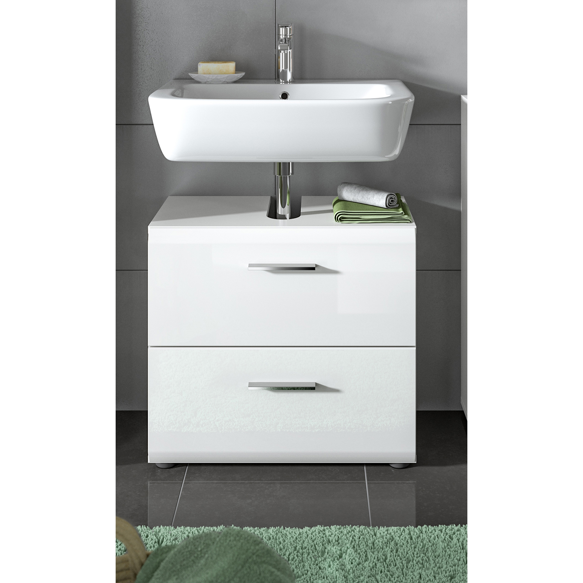 Waschbeckenunterschrank Weiss Hochglanz